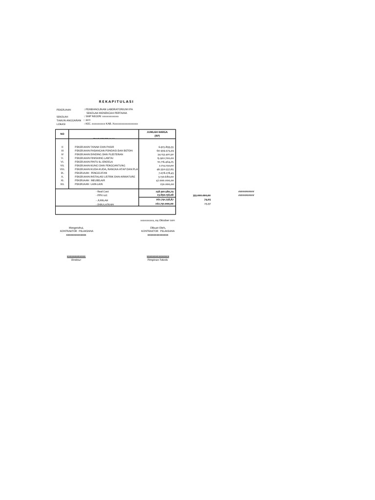 Rekapitulasi Pembangunan Lab SMP | PDF