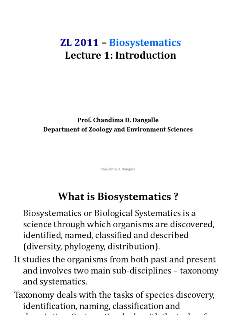 Lecture 1 - Introduction | PDF | Taxonomy (Biology) | Species
