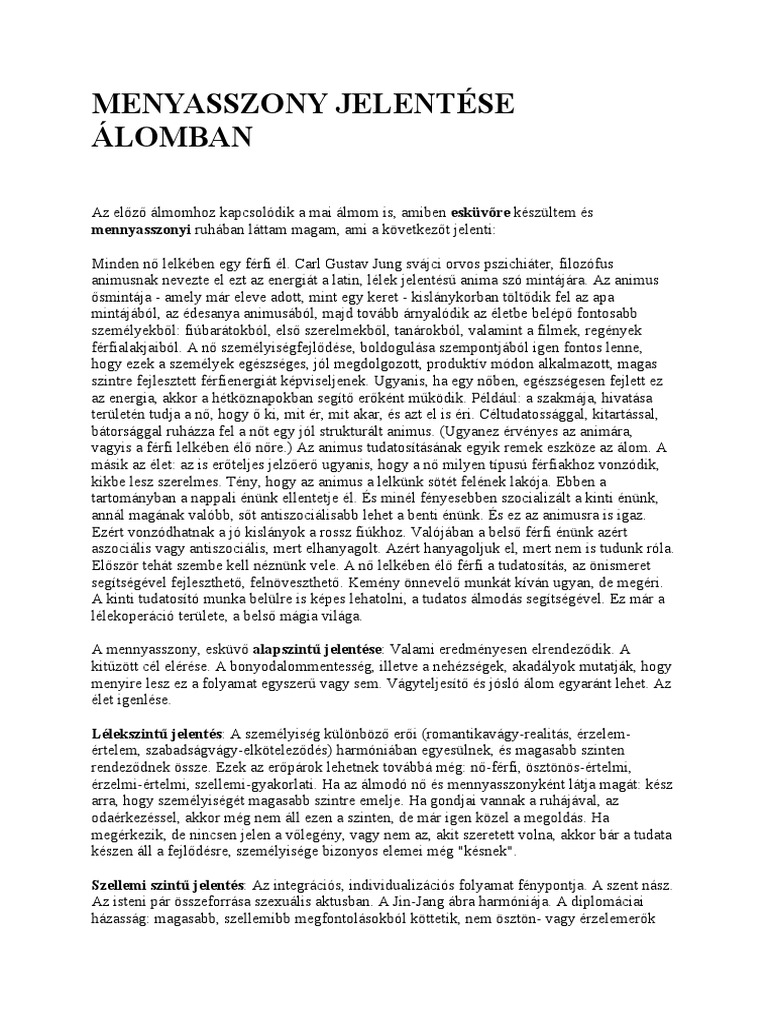 MENYASSZONY JELENTÉSE ÁLOMBAN - Rónai Gabriella | PDF