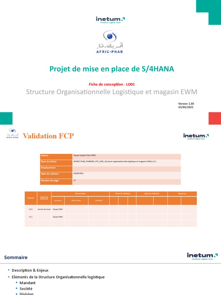 APHRIC-PHAR - PHARMIS - FCP - LO01 - Structure Organisationnelle Logistique Et Magasins EWM - V1 ...