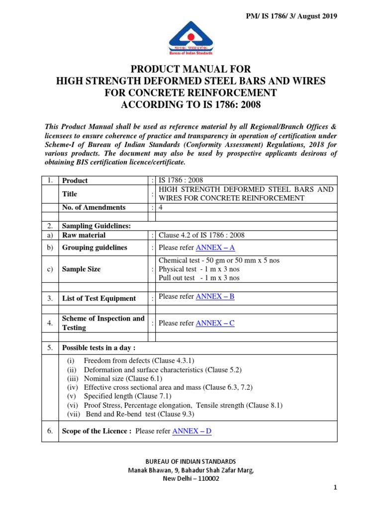 Is 1786 Product Manual Revision 3 | PDF | Strength Of Materials | Stress (Mechanics)