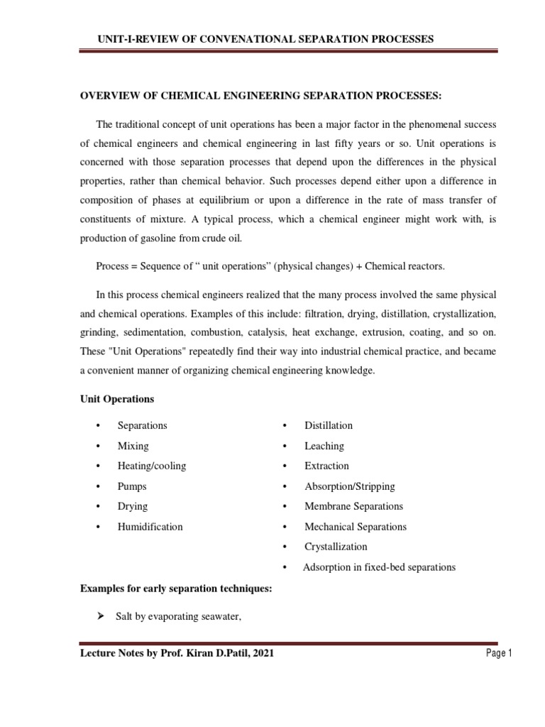 Chemical Separation Techniques | PDF | Distillation | Solubility