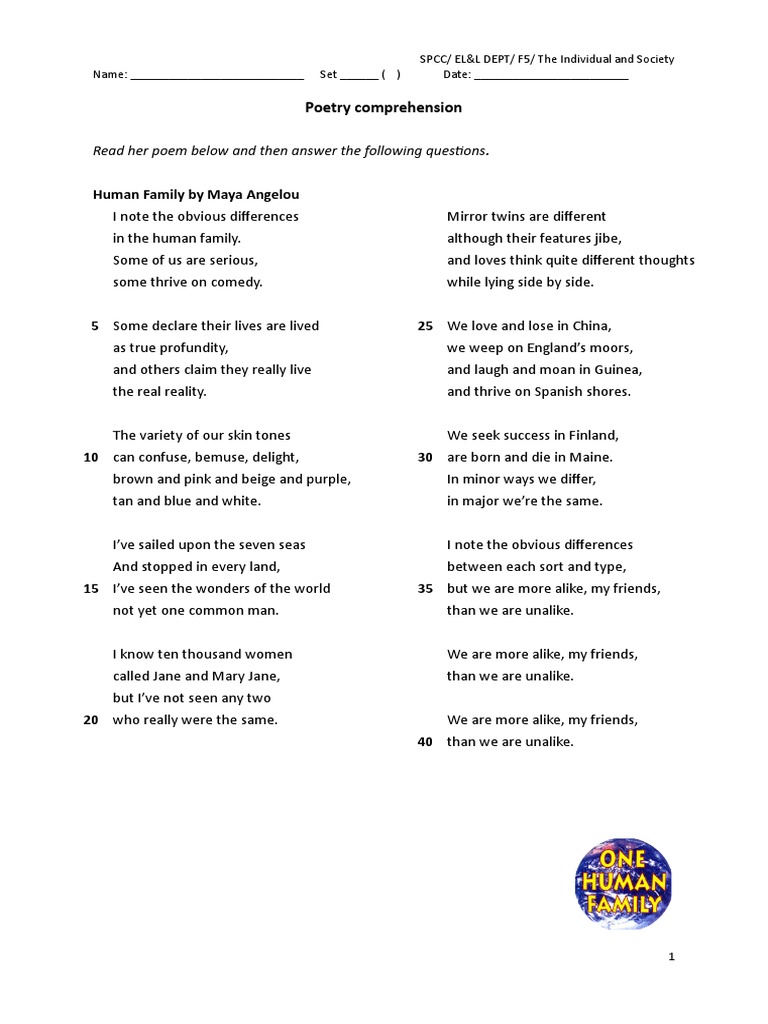 CSC Rksheet Poetry Comprehension (S's Copy) | PDF