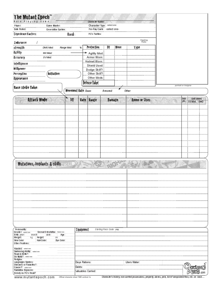 TME Character Sheet Fillable | PDF
