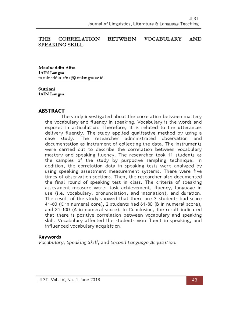 750-Article Text-5622-1-10-202008 | PDF | Second Language Acquisition | Fluency