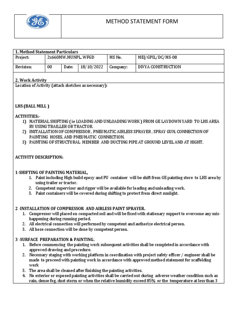 Painting Method Statement | PDF | Science & Mathematics