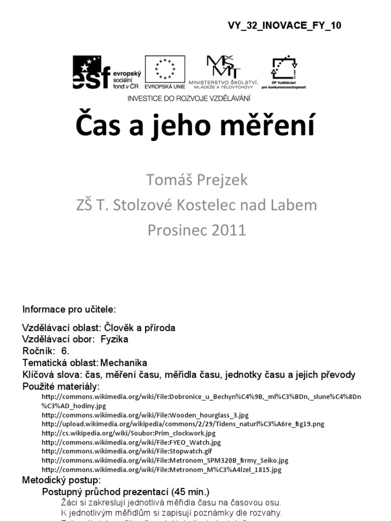 Čas - Měřidla, Jednotky, Převody | PDF
