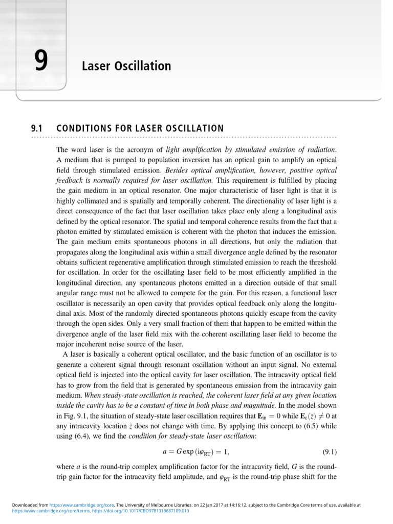 Laser Oscillation | PDF | Laser | Resonance
