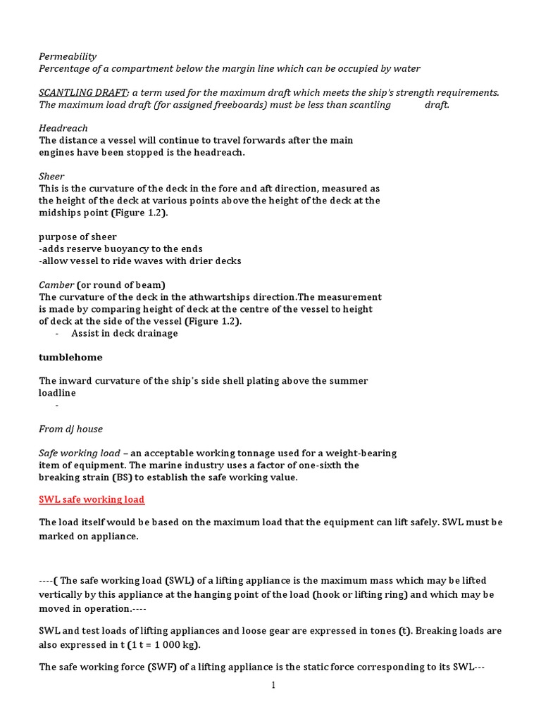 Tumblehome: SWL Safe Working Load | PDF | Tonnage | Anchor