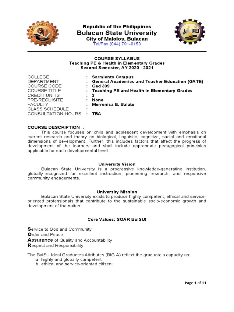 Teaching PE Syllabus | PDF | Learning | Teaching Method