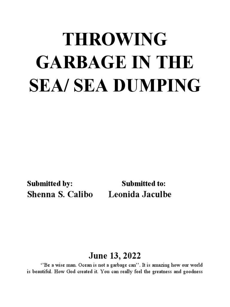 Throwing Garbage in The Sea | PDF | Sea | Foods