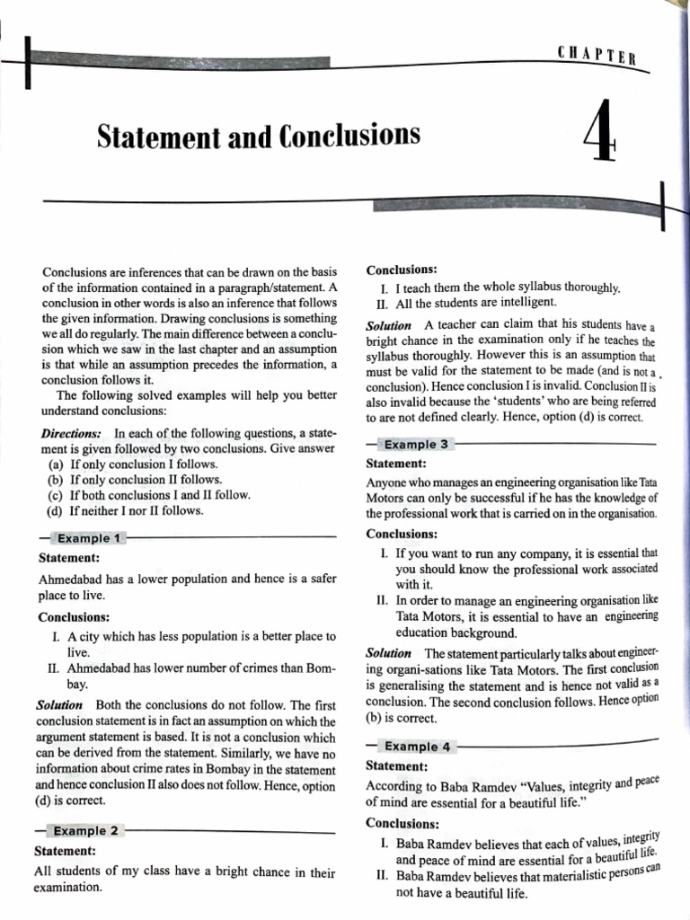Statement and Conclusions Logical | PDF | Inference Statement and Conclusions Logical | PDF | Inference
