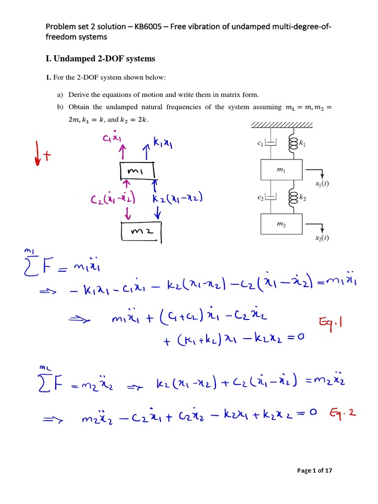 Seminar - 5 - Solutionfree Vibration of Undamped multi-DOF Systems | PDF | Motion (Physics ...