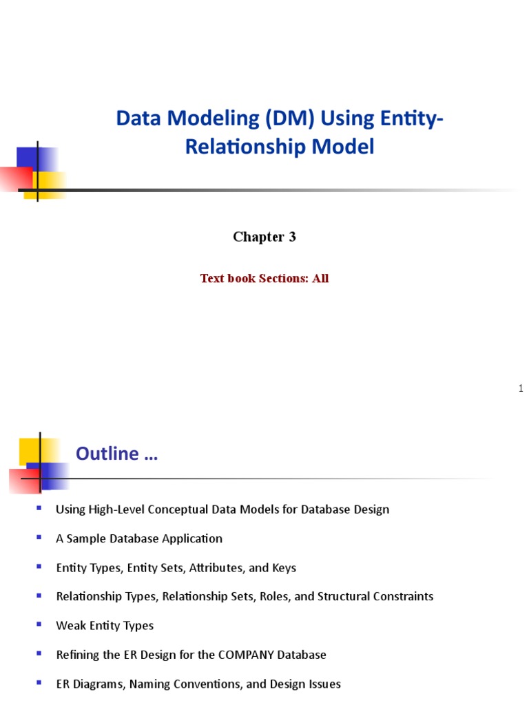 Data Modeling (DM) Using Entity-Relationship Model: Text Book Sections: All | PDF | Conceptual ...