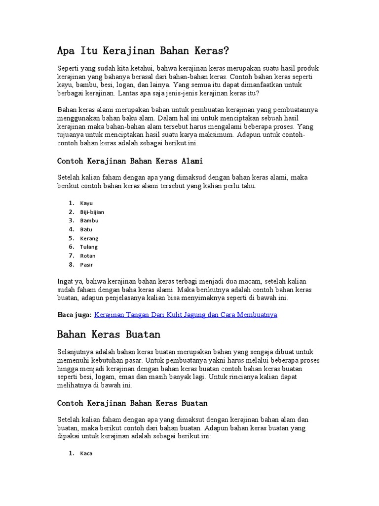 Apa Itu Kerajinan Bahan Keras | PDF