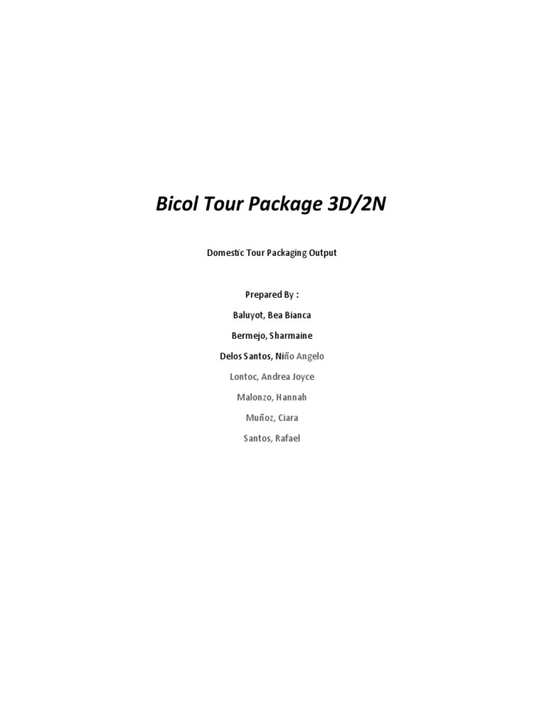 Bicol 3D/2N Tour Package Itinerary | PDF | Transport