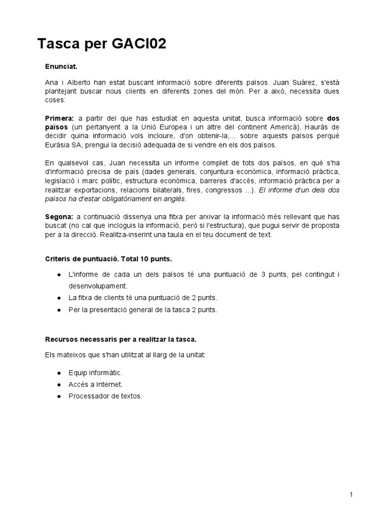 Tasca Per GACI02 | PDF