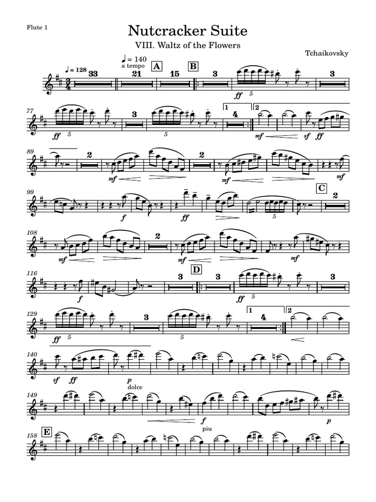 Nutcracker Suite VIII. Waltz of The Flowers Flute 1 | PDF | The ...