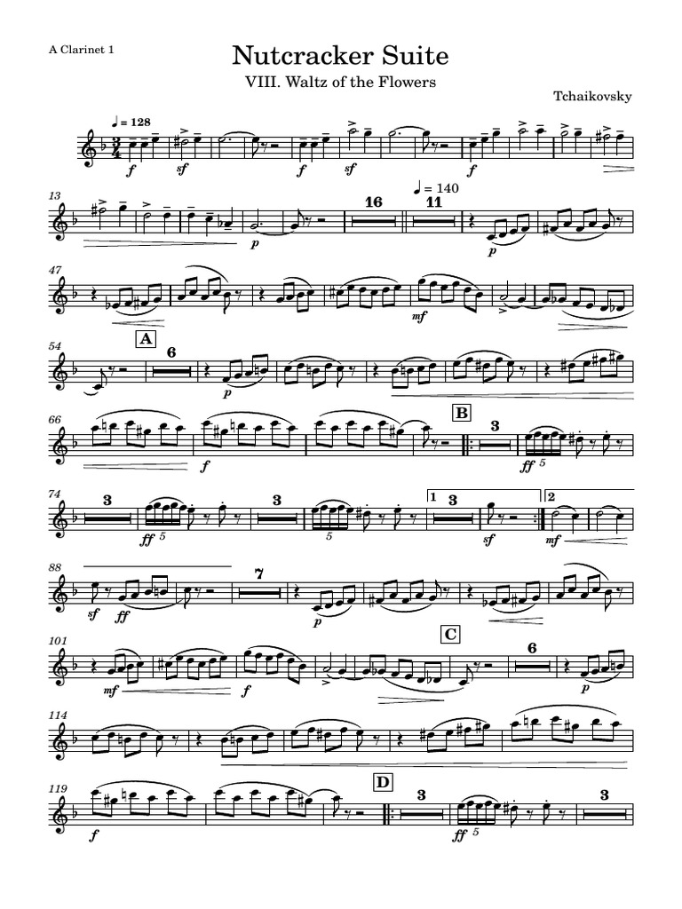 Nutcracker Suite VIII. Waltz of The Flowers A Clarinet 1 | PDF | The ...