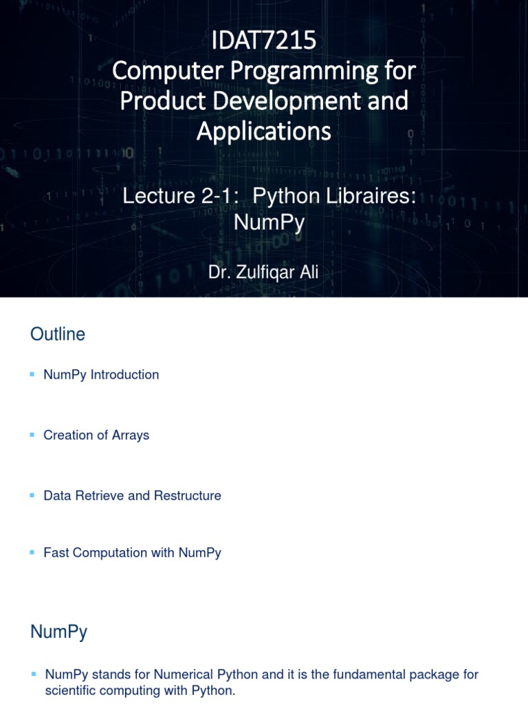 Week2 1 Numpy Pdf Matrix Mathematics Array Data Structure
