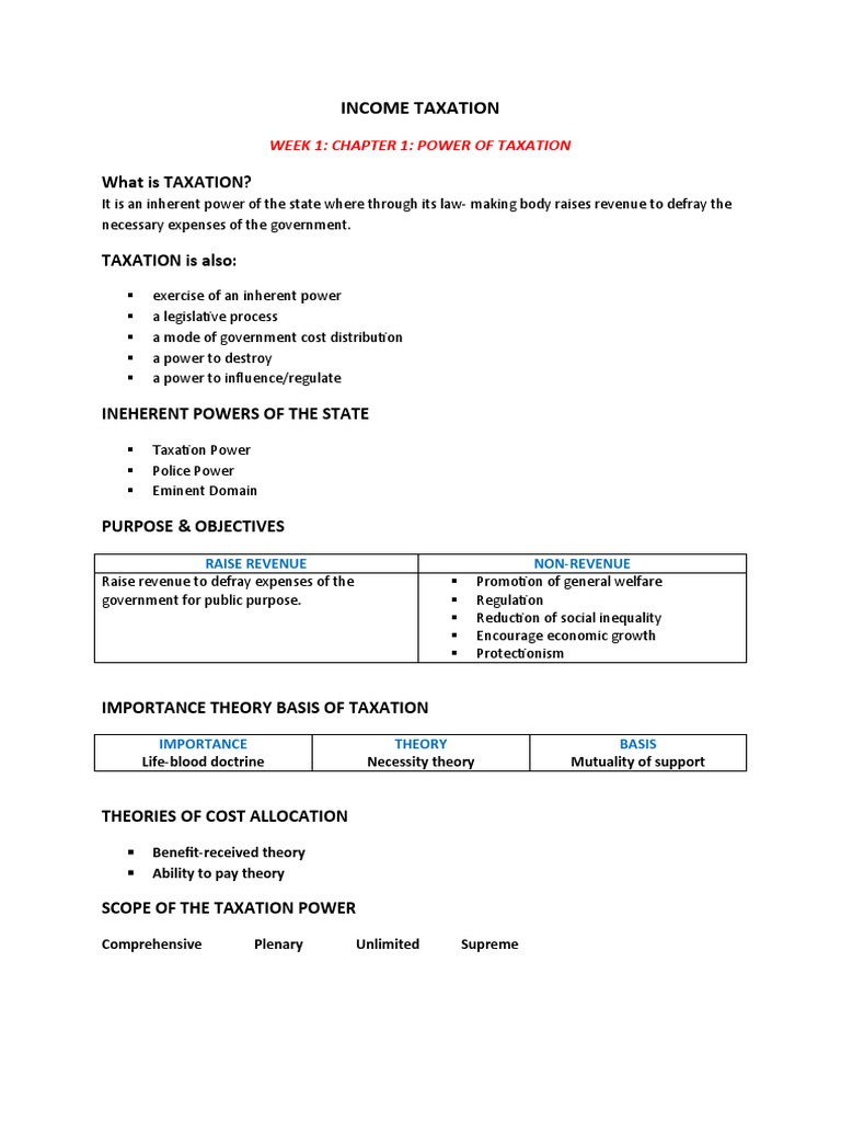 Income Taxatio Reviewer (3RD Year, 1ST Sem, Prelims) | PDF | Taxes ...