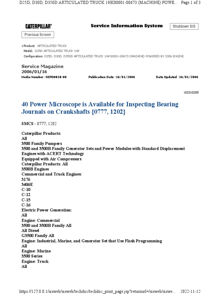 40 Power Microscope Is Available For Inspecting Bearing Journals On ...
