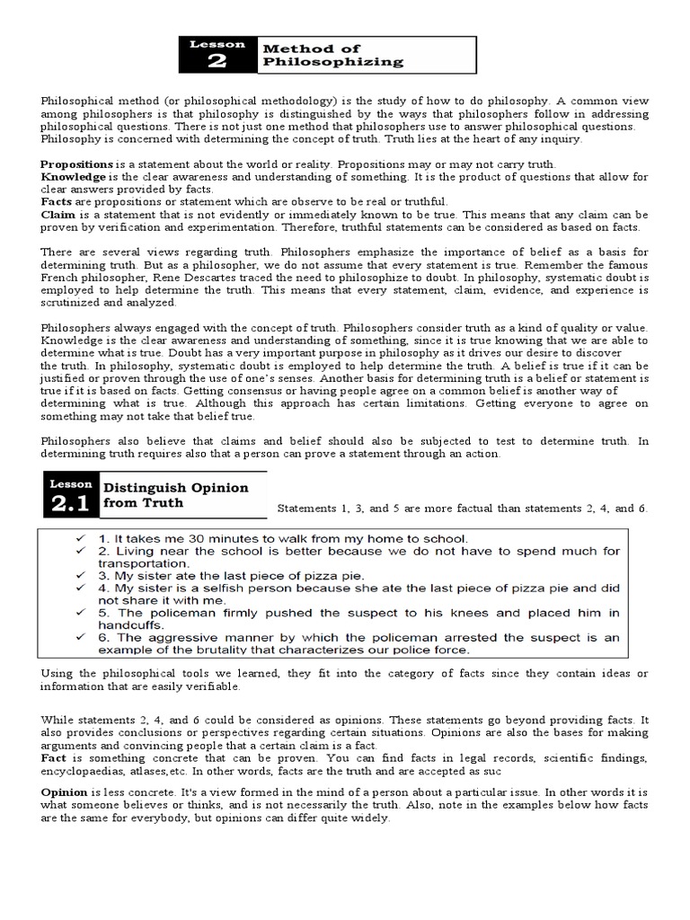 Philosophy - Module 2 | PDF | Truth | Critical Thinking