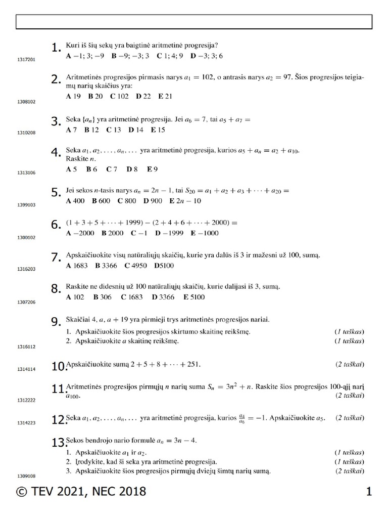 Aritmetine Progresija | PDF