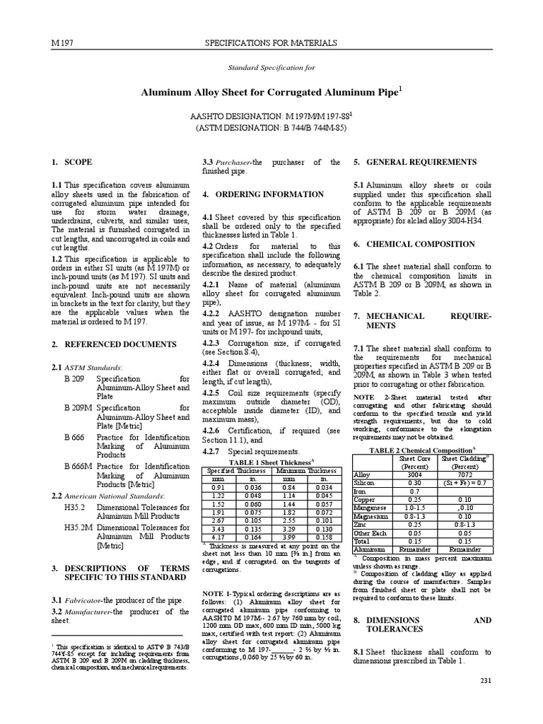 Aluminum Alloy Sheet For Corrugated Aluminum Pipe | PDF | Sheet Metal ...