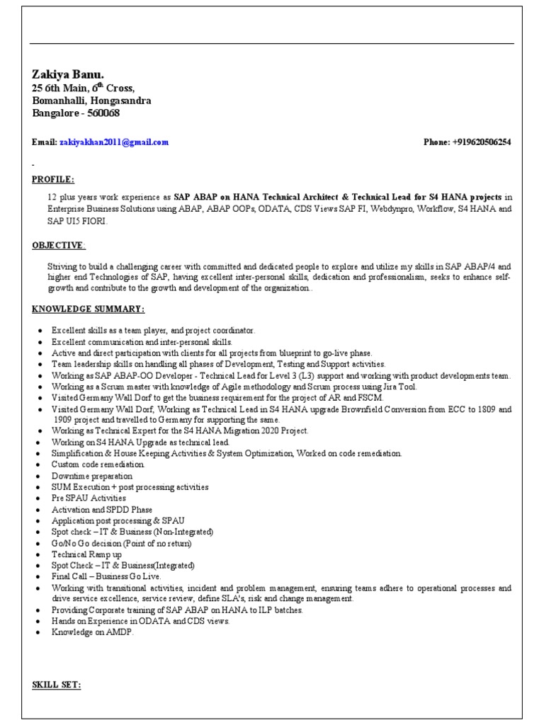 Zakiya Banu Resume | PDF | Scripting Language | Application Software