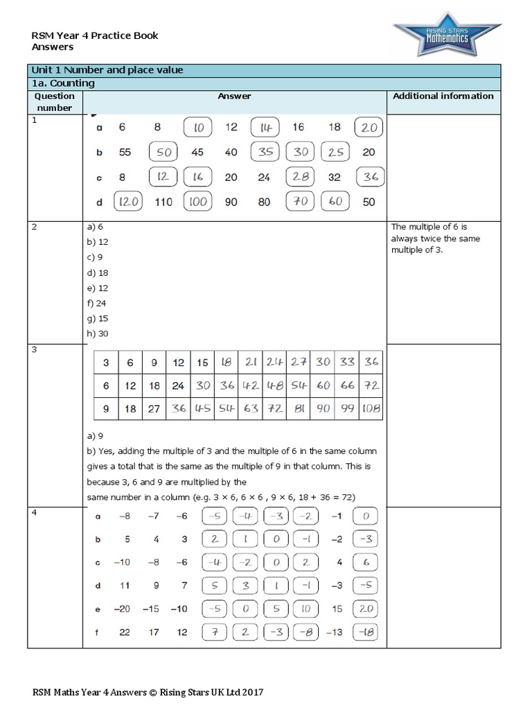Rising Star Book 4 Answers | PDF | Rectangle | Geometry