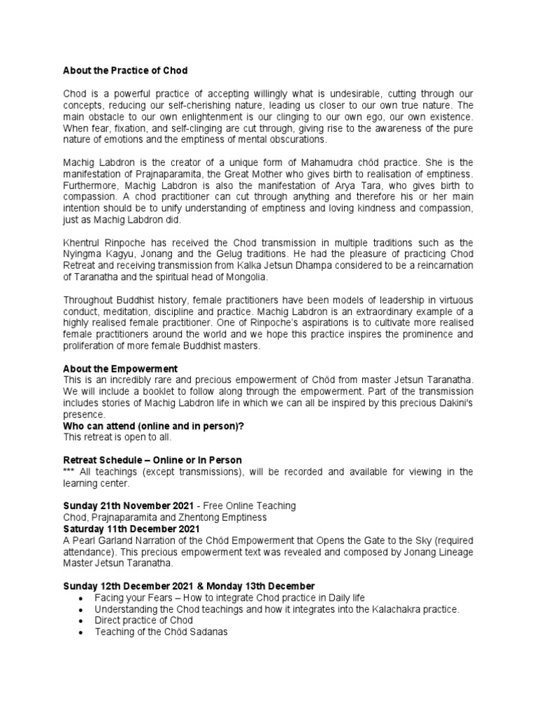 About The Practice of Chod | PDF | Tibetan Buddhism | Nondualism