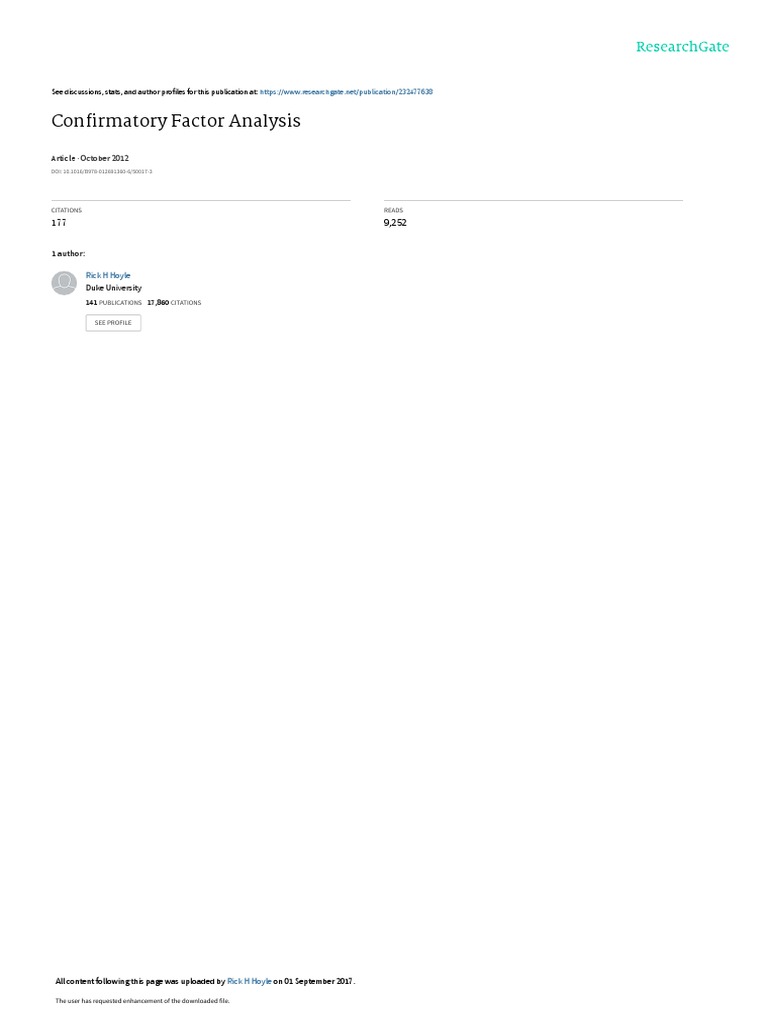Confirmatory Factor Analysis Overview | PDF