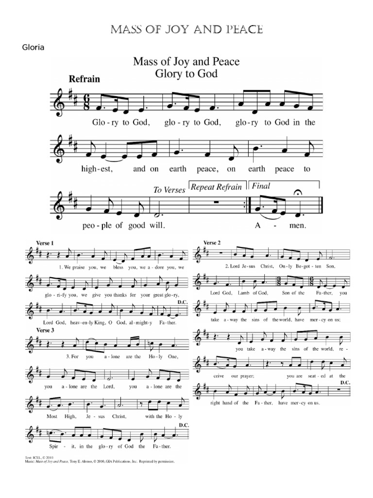 Mass of Joy and Peace Guide | PDF