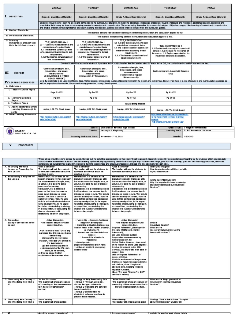 HS DLL 11 7-11 | PDF | Learning | Curriculum