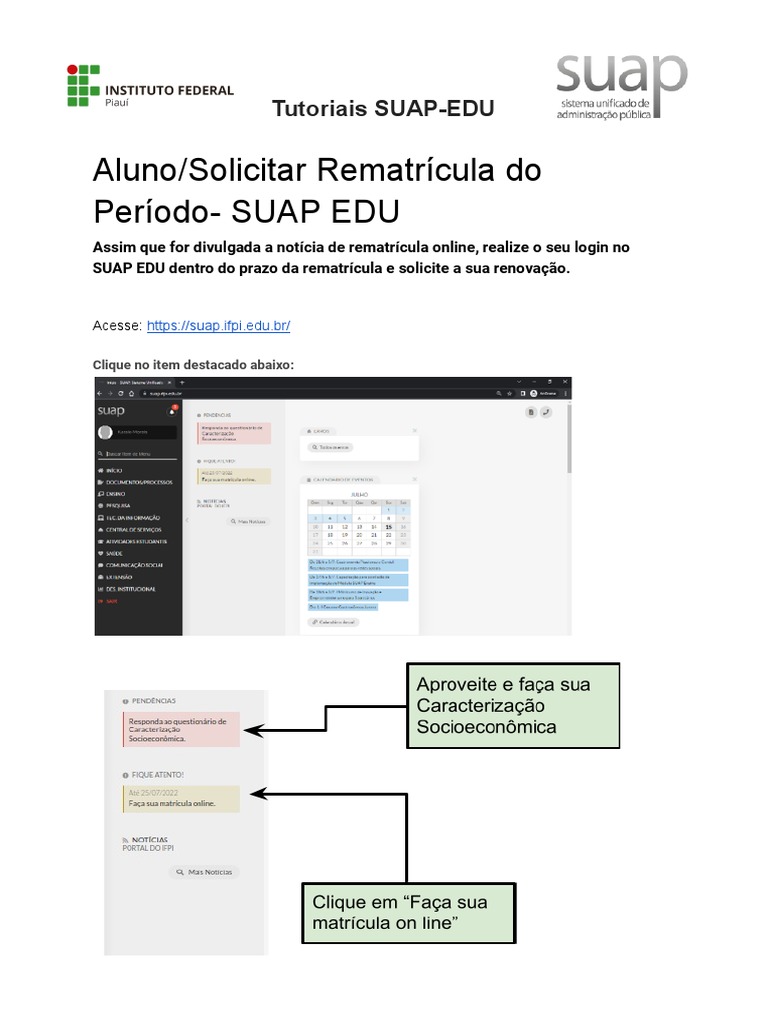 Aluno - Solicitar Rematricula Do Periodo - SUAP EDU | PDF