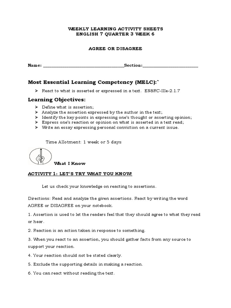 Most Essential Learning Competency (MELC) :' Learning Objectives | PDF | Empathy | Essays