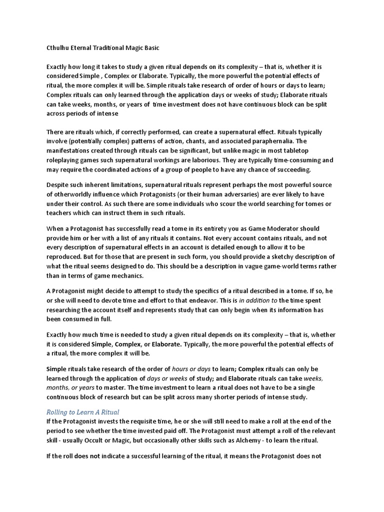 Cthulhu Eternal Ritual Study Guide | PDF | Rituals | Supernatural