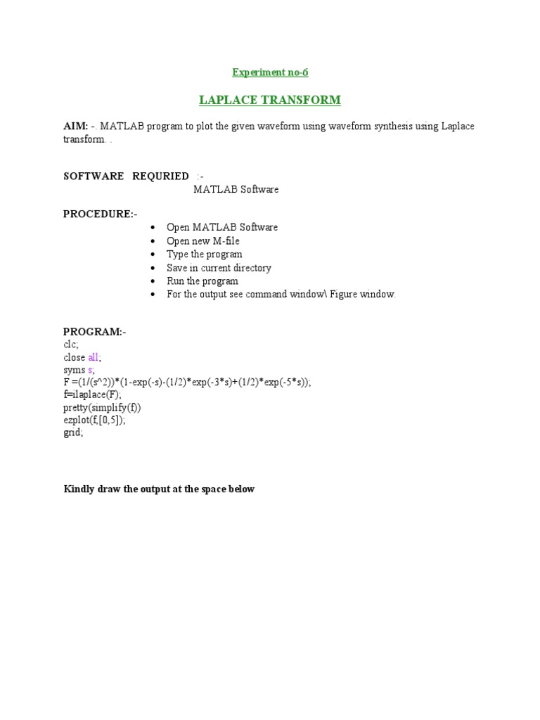 Experiment #6 | PDF | Laplace Transform | Function (Mathematics)