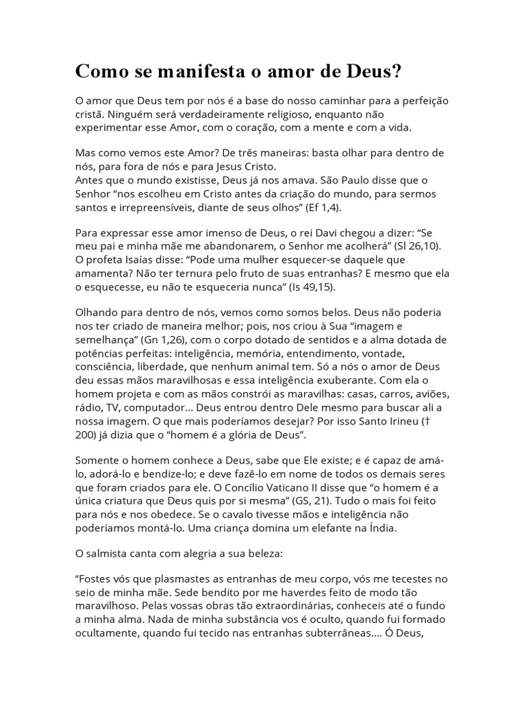 Manifestação do Amor de Deus | PDF | Amor | Jesus