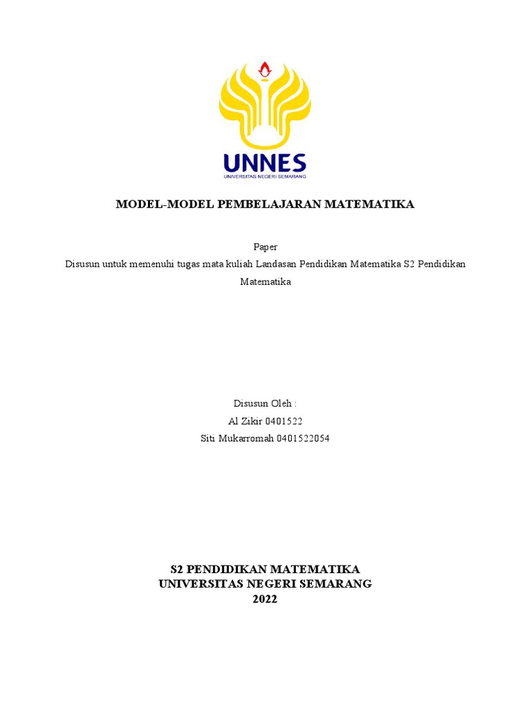 MODEL-MODEL Pembelajaran Matematika | PDF | Karier & Perkembangan