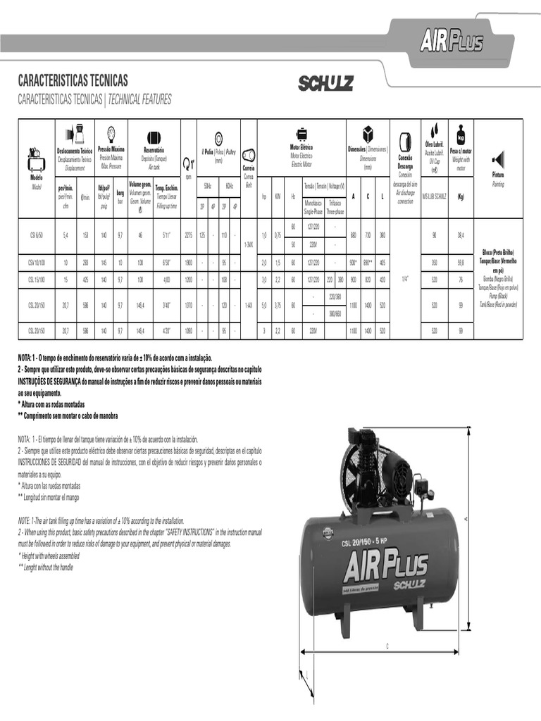 Manual Compressor de Pistao Schulz Air Plus 025.0941 0 Rev.04 Set 15 ...
