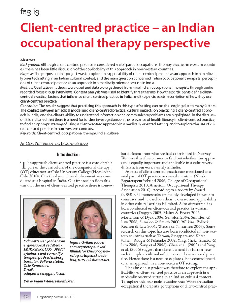 Client-Centered Practice | PDF | Psychotherapy | Occupational Therapy