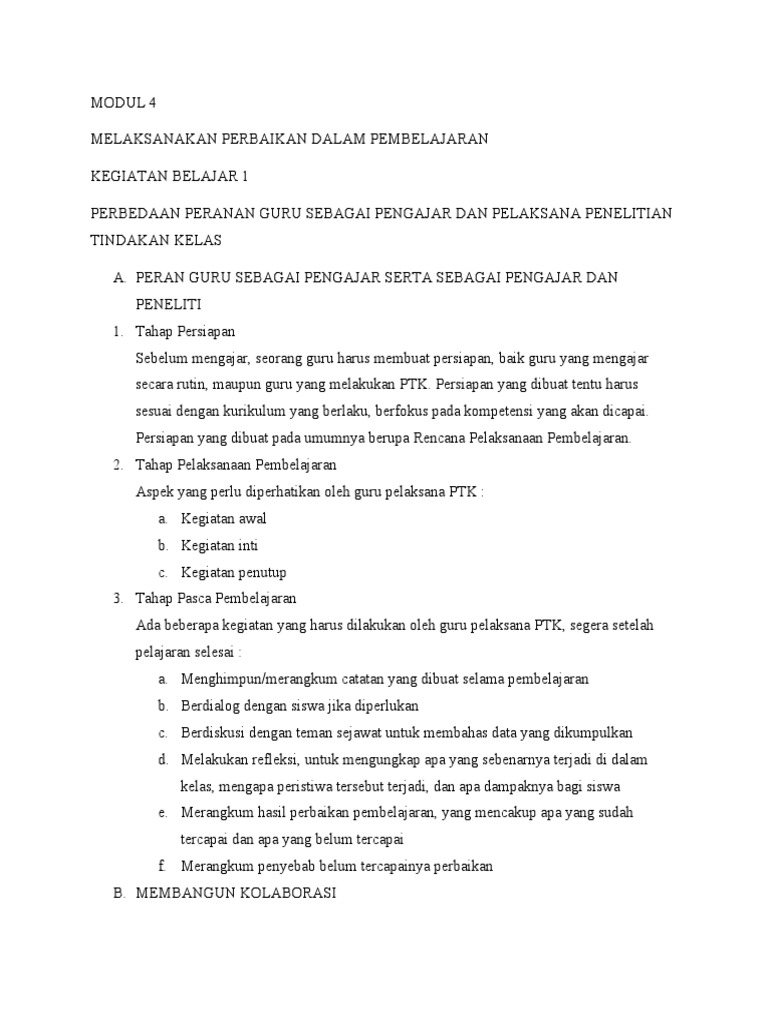 Rangkuman Modul 4 KB 1 PTK | PDF