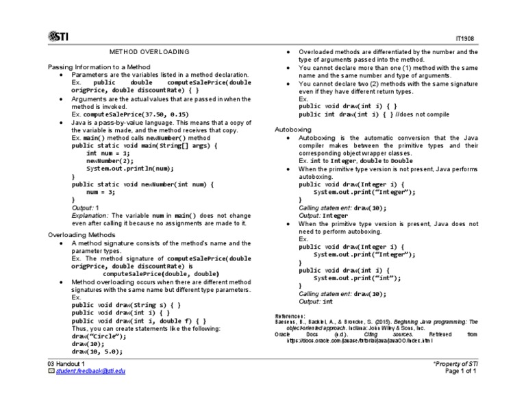 03 Handout 1 Pdf Method Computer Programming Parameter Computer Programming 