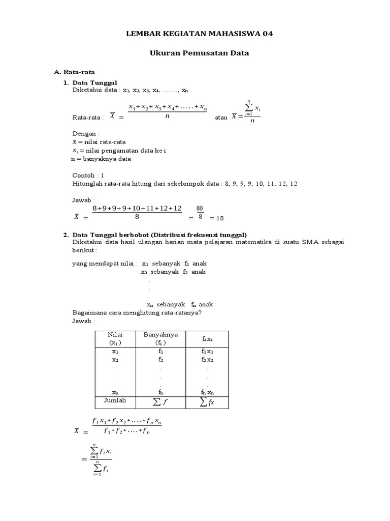 LKS 04 Ukuran Pemusatan Data | PDF