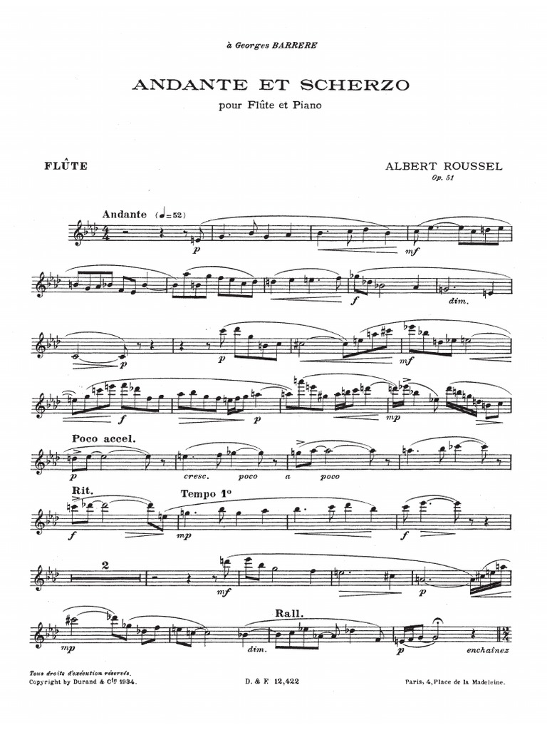 Roussel Albert - Op. 51 - Andante & Scherzo | PDF