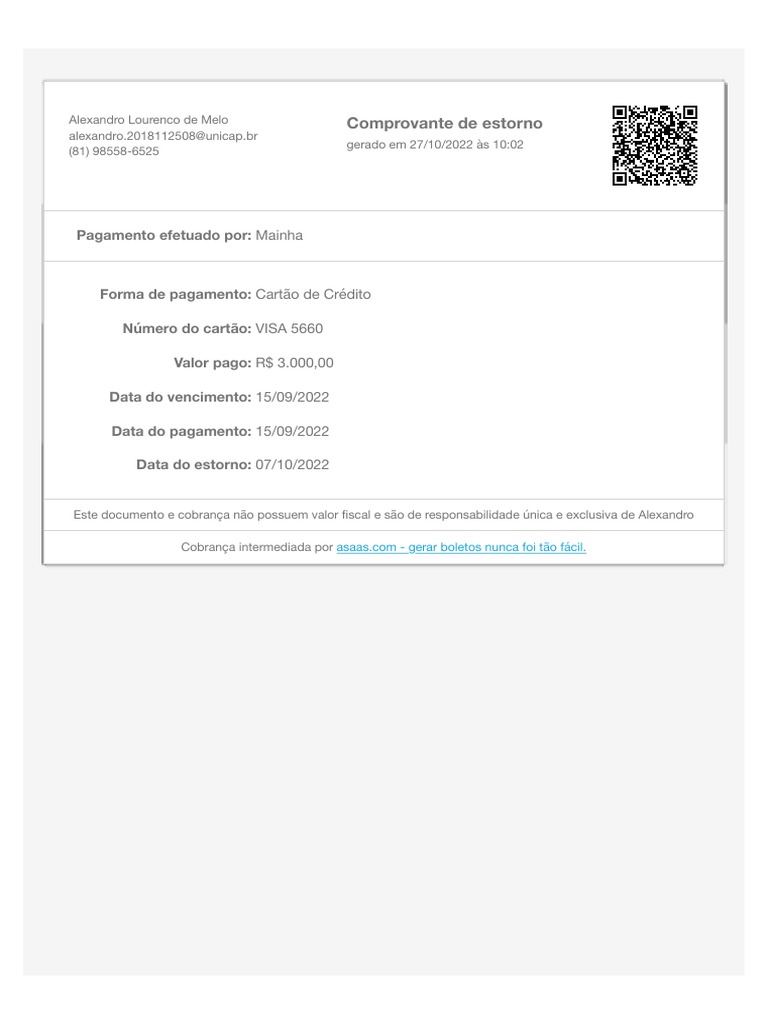 Comprovante de Estorno | PDF