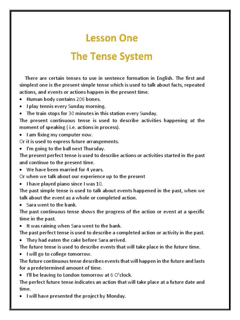 The Tense System | PDF | Grammatical Tense | Human Communication