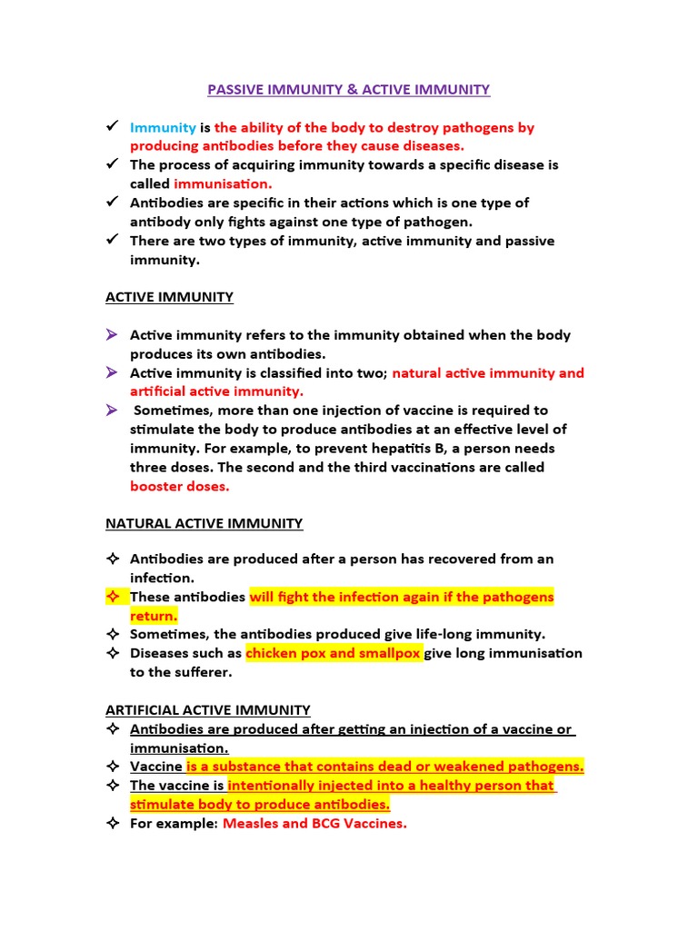 Type of Immunity | PDF | Immunity (Medical) | Vaccines